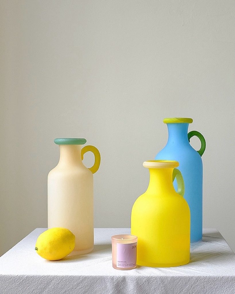 Handblown Bonbon Whimsical Pitcher Vase, Eclectic Table Setting Centre ...