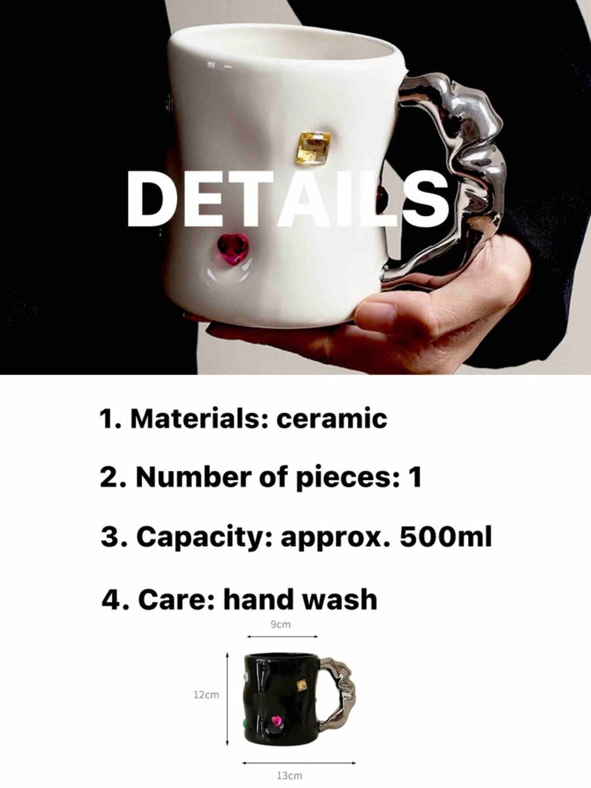 Handmade Ceramic Gemstone Couple Coffee Mugs with Wavy Handle ...