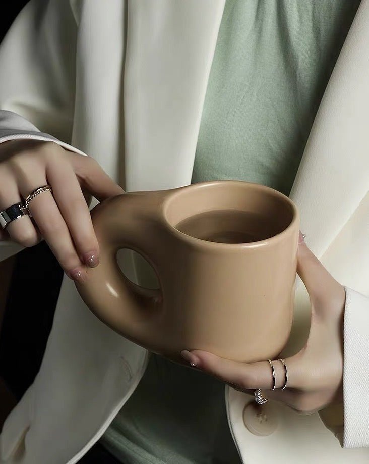 Handcrafted Stylish Bauhaus Chubby Ceramic Mugs | Aesthetic Coffee Mug ...